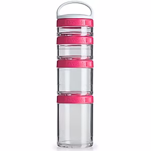 BlenderBottle GoStak Twist n' Lock Storage Jars, 4-Piece Starter Pak, Pink