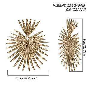 Bmadge Gold Star Flower Geometric Dangle Earrings, Lightweight Studs, Suitable for Any Occasion