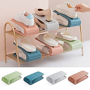ZTGD Shoe Slots Organizer for Closet Organization 4pcs,Adjustable Shoe Stacker Storage Space Saver,50% Space-Saving Storage Rack Holder,Creative Storage Shoe Rack with 5 Different Height(4 Color G