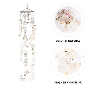 BESPORTBLE Natural Seashell Wind Chime Seashell Wind Bell Decorative Hanging Ornament Nautical Home Decor Gift for Room Patio Balcony Garden (White)
