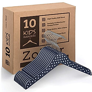 High-Grade Children's Wooden Hangers (10 Pack) Durable Baby Wooden Hangers for Nursery - Cute & Charming Design Kids Clothes Hangers with Notches, 360° Hook - Toddler Wood Hangers for Jackets Etc