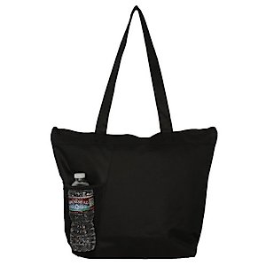 Zipper Shoulder Tote with Mesh Pocket
