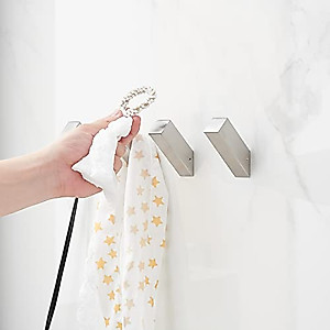BWE 4 Pack Brushed Nickel Towel Hooks Wall Mounted Coat Robe Hook Holder SUS 304 Stainless Steel Heavy Duty Wall Hooks Modern for Bathrooms Kitchen Bedroom Hotel