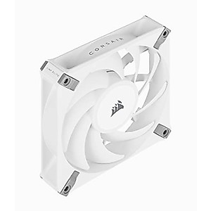 Corsair AF120 Elite, High-Performance 120mm PWM Fluid Dynamic Bearing Fan with AirGuide Technology (Low-Noise, Zero RPM Mode Support) Single Pack - White