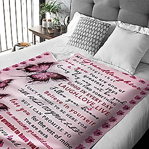 UHANKRU Granddaughter Gifts from Grandma, Gifts for Granddaughter Birthday Gifts, Graduation Gifts for Granddaughter, Granddaughter Throw Blanket 60"x50"