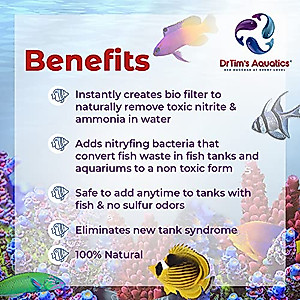 Dr. Tim’s Aquatics Saltwater One & Only Nitrifying Bacteria – For New Fish Tanks, Aquariums, Water Filtering, Disease Treatment – H20 Pure Fish Tank Cleaner – Removes Toxins – 4 Oz.