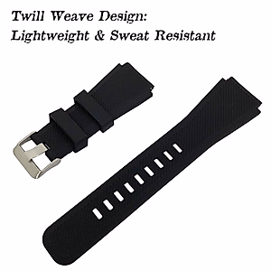 SourceTon Compatible with Huawei Watch GT/Watch GT2 Silicone Bands and Screen Protectors, Silicone Replacement Wristbands (Black & Blue) with Metal Buckle and 2 Screen Films for Huawei Watch GT/ GT2