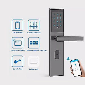 RFID Card Apartment Anti-Theft Swiping Ppassword Induction Electronic Lock+Card (Left Pull, Silver+APP)