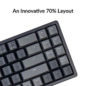 Keychron K14 70% Layout 72 Keys Bluetooth Wireless/USB Wired Mechanical Keyboard for Mac with Gateron G Pro Brown Switch/Multitasking/RGB Backlight/Aluminum Frame Computer Keyboard for Windows Laptop