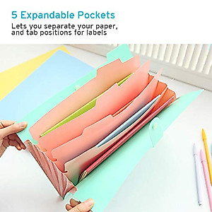 Expanding File Folders, Plastic A4 Letter Size Document Organizer with File Folder Labels for School Office Home (Yellow)