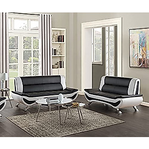 Lexicon Rohn Living Room Loveseat, Black/White