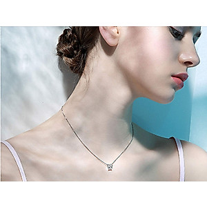 PRAYMOS 925 Sterling Silver 2 Carat Cubic Zirconia Necklace for Women Gifts Solitaire Necklace Dainty