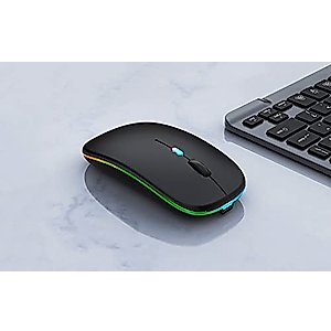 Wireless Bluetooth Mouse,LED Rechargeable Slim Silent Laptop Mouse,Portable(BT5.2+USB Receiver)Dual Mode Computer Mice,Quick Precise Responsiveness Control Laptop,Desktop Computer,Tablet,phone.(Black)