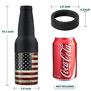 Stepstall Can Cooler Beer Bottle Holder with Beer Opener, 4-in-1 Design Slim Can Beer Bottle Insulators, Double Walled Stainless Steel Insulated, 12 OZ Beer Gifts for Men Boys Father(American Flag)