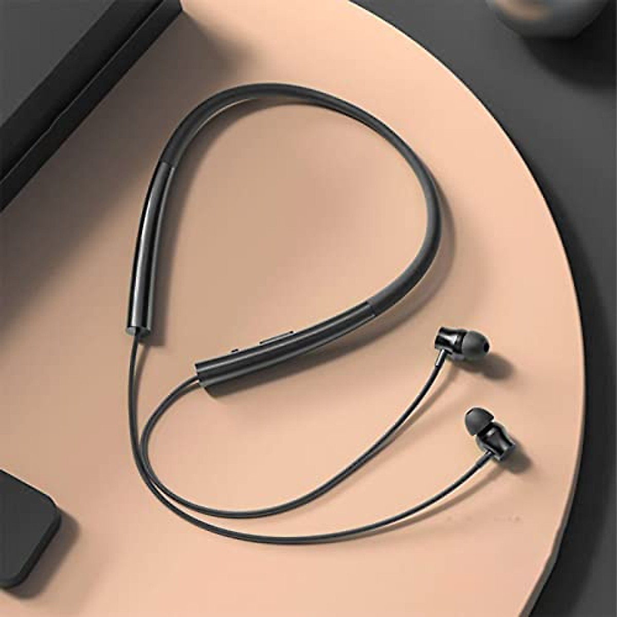 Neckband Bluetooth Earbuds, Wireless Bluetooth 5.2 Headphones with Microphone, 10 Hours Using Time, Deep Bass Strong Beat. (Black)