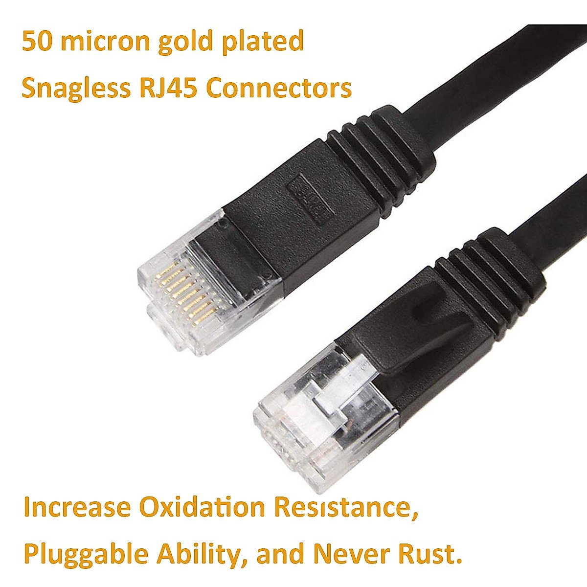 DAYEDZ Ethernet Cable 100 ft 2 Pack Cat 6 Flat Cable Ethernet Cord, Slim Long Cat6 High Speed Computer Router Network LAN Patch Wire with Clips & Rj45,Faster Than Cat5e/Cat5,100 feet White+Black