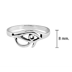 AeraVida Ancient Egyptian Inspired Eye of Ra Protective Symbol in .925 Sterling Silver Unisex Ring Sizes 8-10 for Casual Everyday Wear with a Trendy Heiroglyph & Pharaoh Vibe