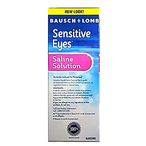 Bausch & Lomb Sensitive Eyes Plus Saline Solution, 24 Fl Oz (Pack of 2)