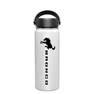 iPick Image for Ford New Bronco LED Printed 18 oz Dual-Wall Insulated White Stainless Steel Water Bottle Travel Tumbler Mug