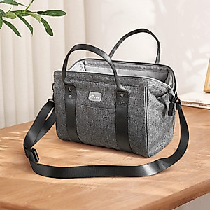 SUNVENO Small Baby Diaper Bag, Travel Tote Essentials Mini Tote Handbag Capacity for Diapers, Toys & Snacks On The Go, Grey