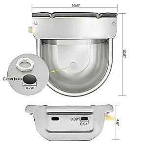 ZHEQOGZH Stainless Steel Automatic Waterer Bowl with Float Valve Upgraded Drain Plug and Braided Hose, Auto Float Water Bowl Dog Water Trough for Livestock Goat Pig Waterer