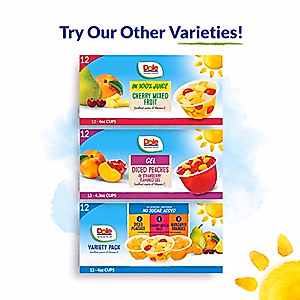Dole Fruit Bowls Diced Pears in 100% Fruit Juice Snacks, 4oz 12 Total Cups, Gluten & Dairy Free, Bulk Lunch Snacks for Kids & Adults