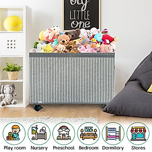 VERONLY Large Toy Box Storage Chest with Wheels for Boys,Girls, Collapsible Kids Toy Organizers and Storage Bins with Lids for Nursery,Playroom (Grey)