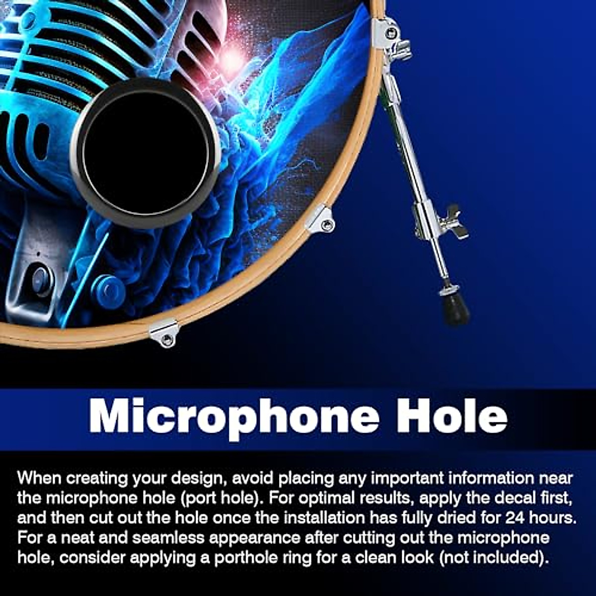 Custom Bass Drum Decal for Drum Head - Your Logo, Drum Stickers and Decals, Custom Decals, Drum Kit Wrap Skin, Easy Apply & Remove for DIY or Professional Bands, Made in USA