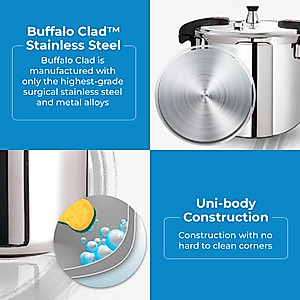 Buffalo 15 Quart Pressure Cooker Stainless Steel - Large Canning Pot with Lid for Home, Commercial Use - Easy to Clean Induction Stove Top Pressure Canner, Can Cooker - SG Certificate QCP415