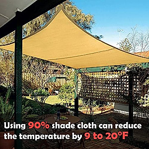 Junkogo Shade Cloth 90% 10x10ft Sun Shade Mesh Netting Cover for Pergola, Garden, Outdoor, Patio, Deck, Backyard