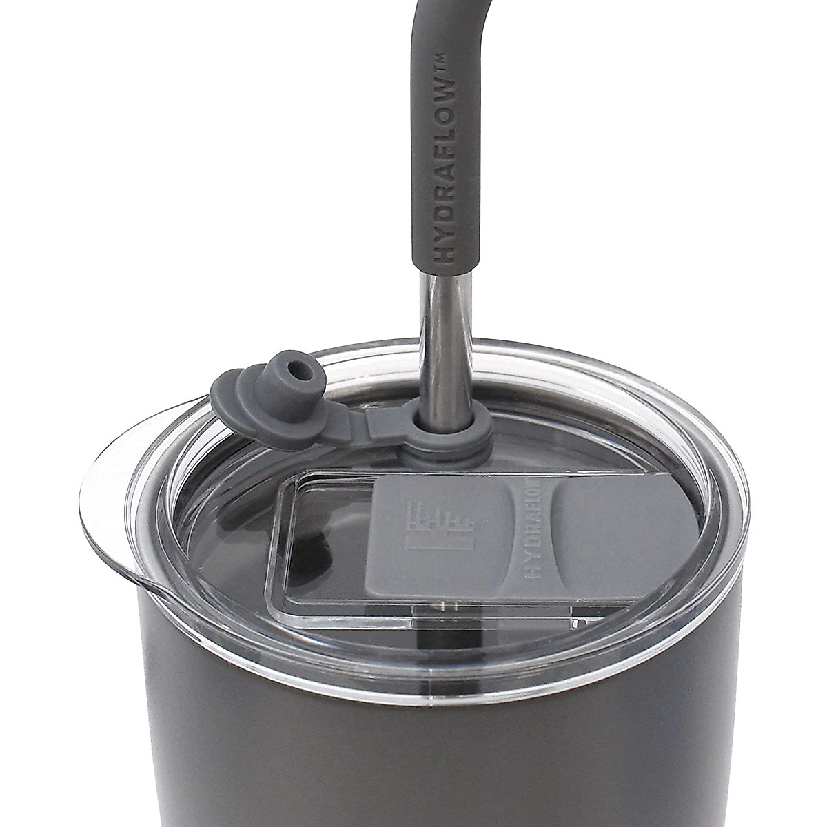 HYDRAFLOW Capri - 20oz Tumbler with Straw - Triple Wall Vacuum Insulated Tumbler - Insulated Smoothie Cup - Stainless Steel Tumbler - Reusable Tumbler with Lid - (Powder White)