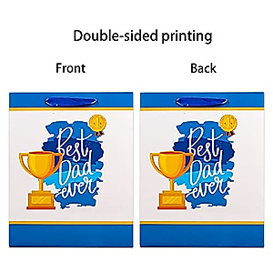 FaCraft Fathers Day Gift Bags with Tissue Paper,13" Large Gift Bag Handle,Best Dad Ever Paper Gift Bag for Husband from Wife,Gift Bag for Father's Day Bithday Anniversary Christmas