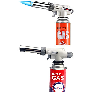 2 Pack Butane Torch Kitchen Blow Lighter, Culinary Torches Head Professional Chef Cooking Adjustable Flame For Sous Vide, Creme Brulee, Baking, BBQ (Butane Gas Not Included)