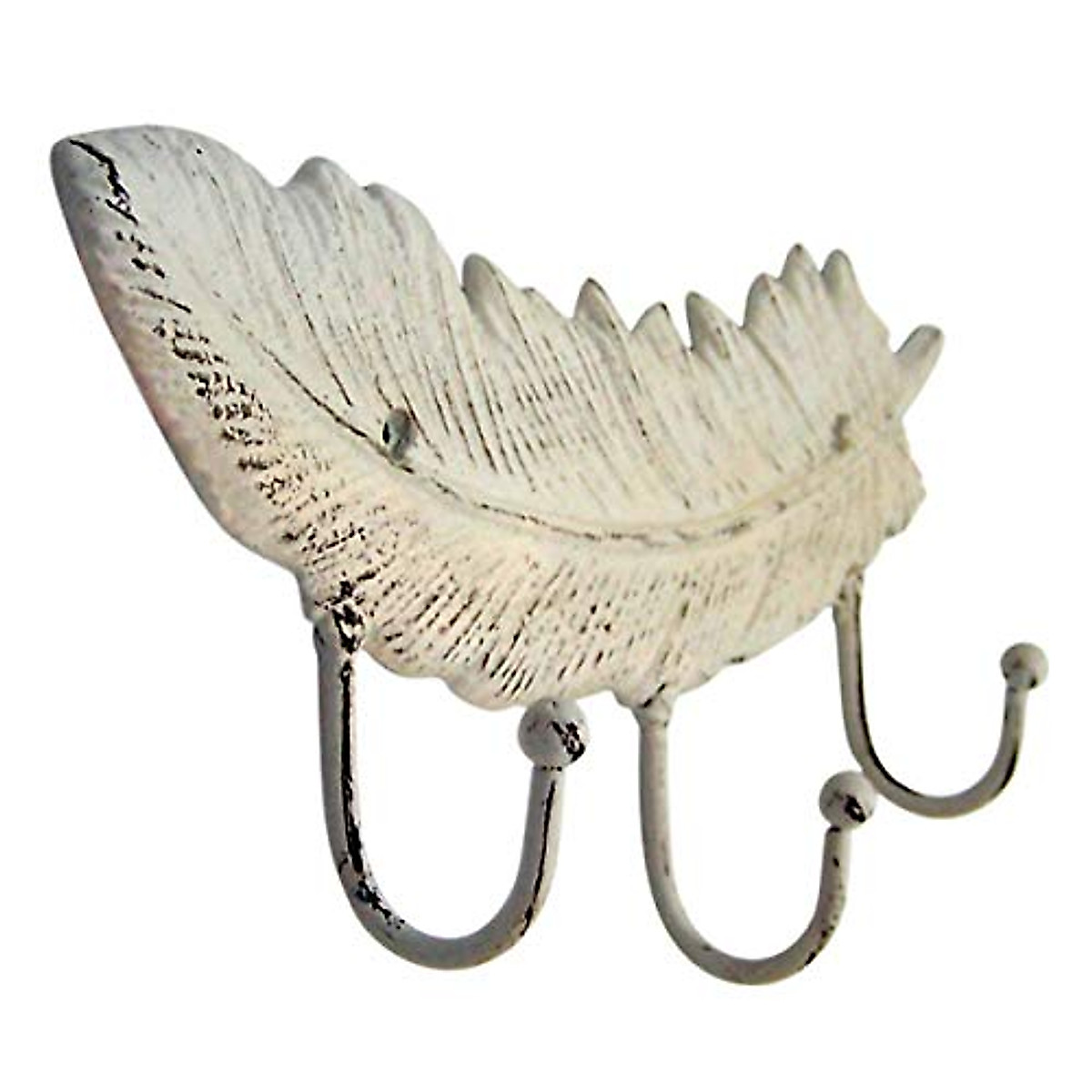 Large Feather Cast Iron Wall Hook, 5 3/4 Inch