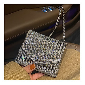 Mini Purse Rhinestone Silver Clutch Evening Bags Diamond Glitter for Women Bling Sparkly Crystal Handbag Wedding Event (silver)