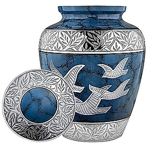 Trupoint Memorials Cremation Urns for Human Ashes - Decorative Urns, Urns for Human Ashes Female & Male, Urns for Ashes Adult Female, Funeral Urns - Dark Blue, Large