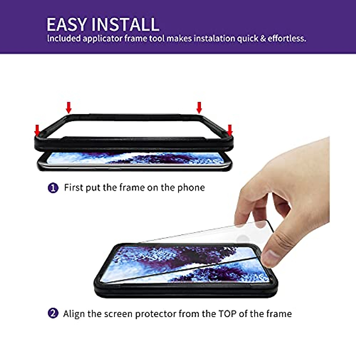 AACL Screen Protector for Samsung Galaxy S21 Ultra 5G,6.8 Inch,Curved Tempered Glass,Compatible with Ultrasonic Fingerprint Scanner,2 Pack,Black