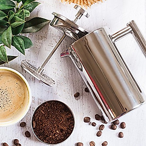 Double Wall Tea & Coffee Brewer | Stainless Steel Coffee Pot & Maker - French Press 20 oz or 600 ml Coffee Pot