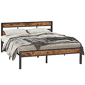LIKIMIO Queen Bed Frame with Headboard, Platform Metal Bed Frame Queen with 14 Heavy Duty Steel Slats, More Sturdy, Noise-Free, No Box Spring Needed