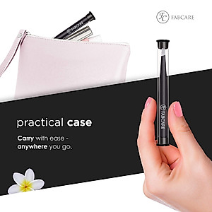 FABCARE Tweezers for plucking eyebrows with slanted tips, includes case, professional non-slip coating, high-quality tool for hair removal, suitable for men and women, precise and durable design.