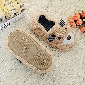 AyFUN Toddler Boy's Cartoon Bear Slipper Beige US 11-12