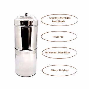 KERAM south indian coffee drip maker-permanent/reusable phin filter for 3-4 serving cup 6.6 Oz(200 ml) made of metal SS 304 food grade camping/travelling small decoction dripper maker,Silver, CDM-200