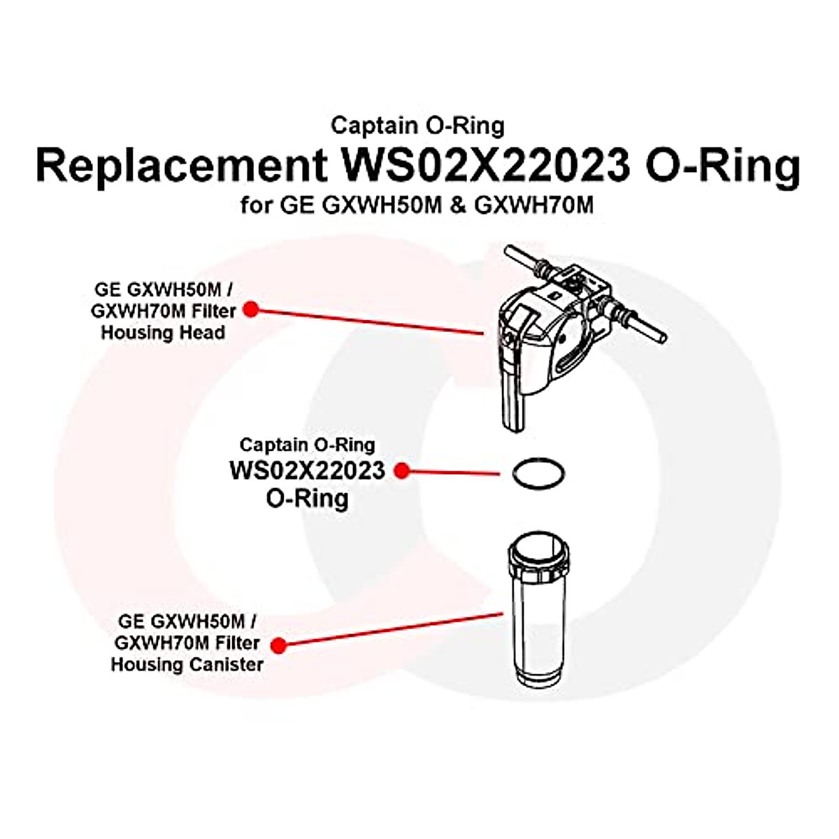 Captain O-Ring - Replacement WS02X22023 O-Rings for GE GXWH50M, GXWH70M00 Water Filter Housing (3 Pack)