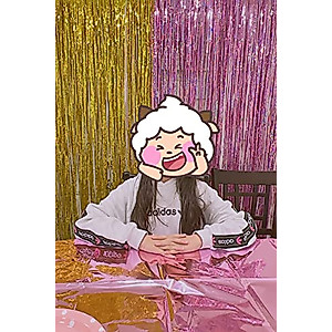 2 Pack Green foil Fringe Curtains 3.2 ft x 8.2 ft + 1 Pack Tablecloth 54” x108 for Birthday Wedding Christmas Bridal Shower Bachelorette Holiday Party Backdrops Photo Booth Props (Green)