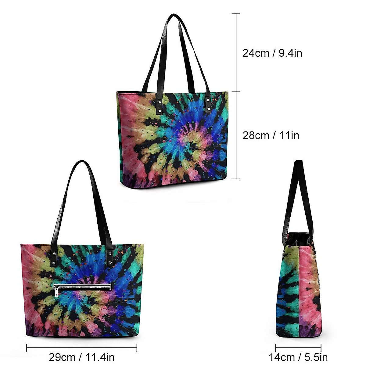 Womens Handbag Tie Dye Pattern Leather Tote Bag Top Handle Satchel Bags For Lady