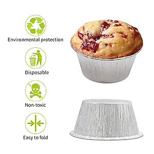 Aluminum Foil Baking Cups, Disposable Ramekin 4 Oz Aluminum Cupcake liners, 150 Pcs Silver Foil Baking Cups Muffin Liners for Baking, Cupcake, Pudding, Egg Tart, Creme Brulee