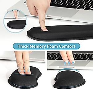 Keyboard Wrist Rest + Mouse Pad + Mouse Wrist Rest Support Set, Memory Foam, Easy Typing Pain Relief, 3Pcs Keyboard Mouse Pad Set for Computer, Laptop, Home & Office (SKK-330)