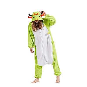 DELEY Adult Green Caterpillar Onesie, Halloween Cosplay Costume Unisex Animal Pajamas Homewear Sleepwear Jumpsuit