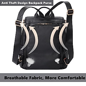 Oyifan Diaper Bag, Womens Backpack Purse, Fashionable Multifunctional Design, Large Women's Backpack, Shoulder Bag, Leather Travel Backpack, Black Backpack