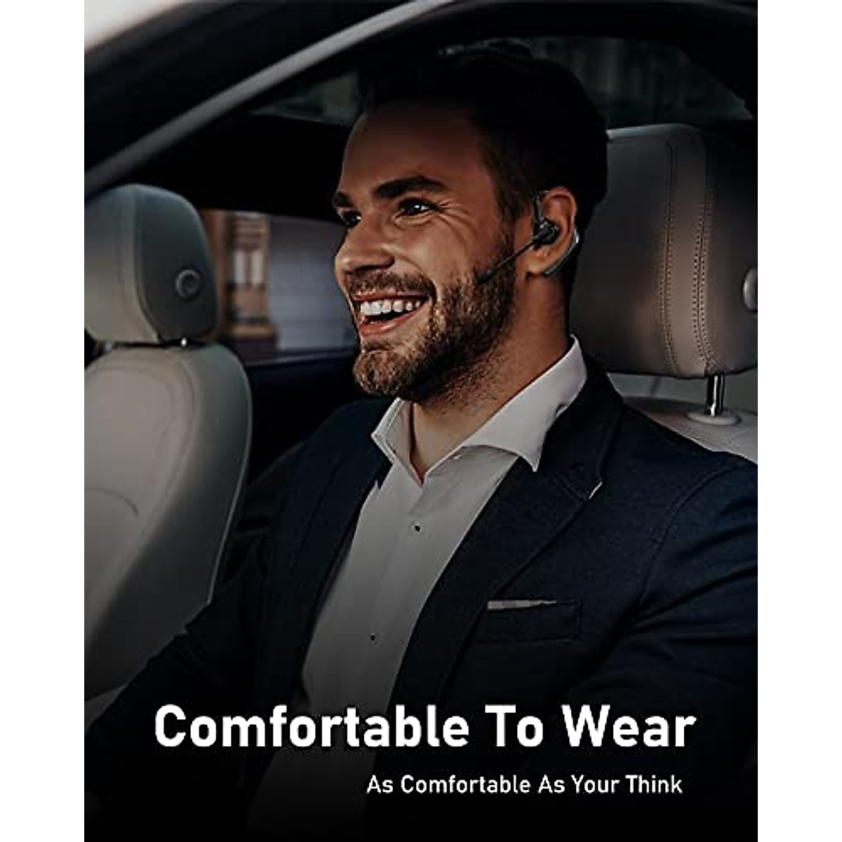 Mosonnytee Headphones Wireless Bluetooth earpiece Noise Cancelling Headphones with Microphone Truck Bluetooth Headset Hands-Free for Cell Phone with Replaceable Batteries for 20-Hours (Gold)